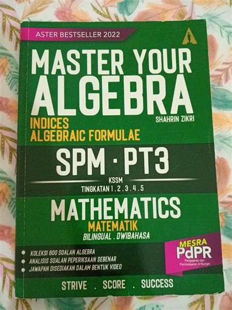 Master Your Algebra Indices And Algebraic Formulae Hobbies And Toys Books And Magazines