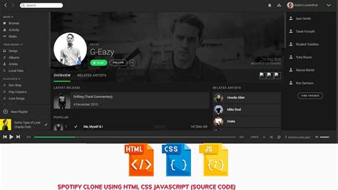 Create Spotify Clone Using Html Css And Javascript By Codewithrandom