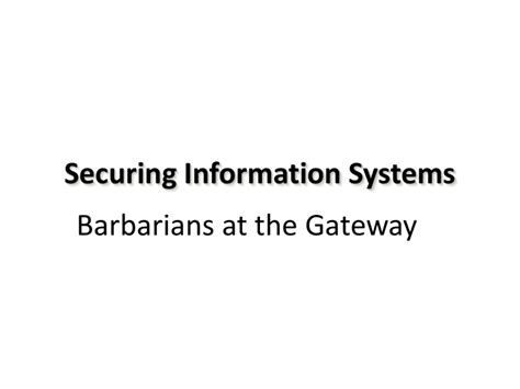 Securing Information Systems