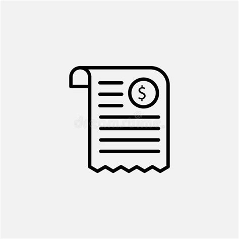 Paper Check Receiptline In Thin Line Black Color Flat Simple Vector Symbols Illustration Stock