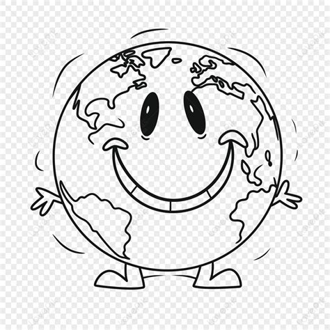 행복한 지구 지구 색칠 페이지 개요 스케치 드로잉 벡터선 그리기두꺼운 선 Png 일러스트 무료 다운로드 Lovepik