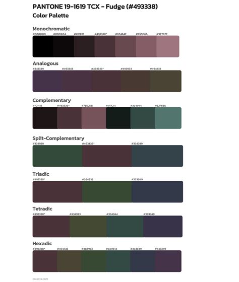 Pantone 19 1619 Tcx Fudge Color Palettes