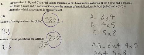 solved 1 suppose that a b and c are real valued matrices
