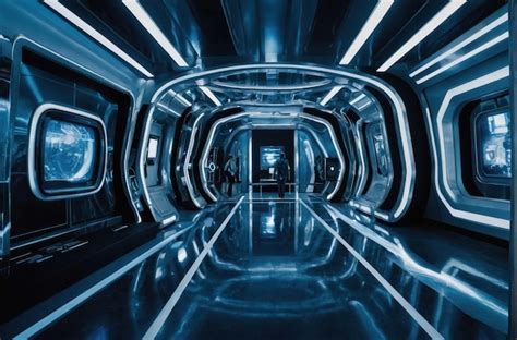 Premium Photo Futuristic Space Station Corridor