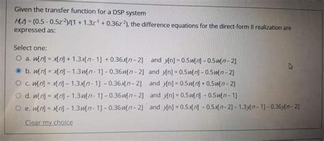 solved given the transfer function for a dsp system h2