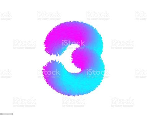 숫자 3 흰색 배경에 세 축제 그림 모피 알파벳에서 번호 3 높은 품질의 얽히고 설킨 편지 3 포스터 또는 브로셔 템플릿 벡터 일러스트 겨울에 대한 스톡 벡터 아트 및 기타