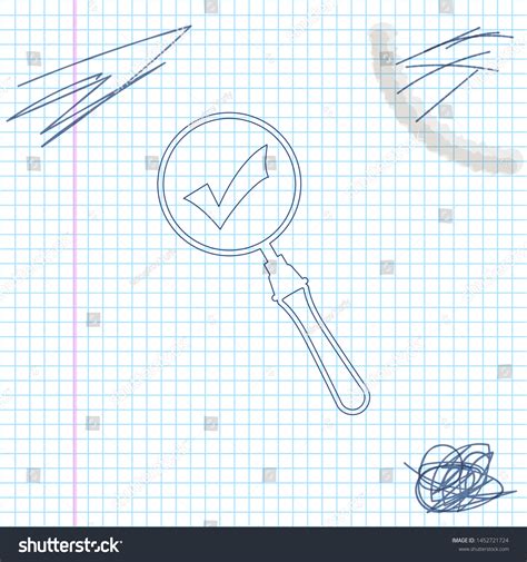 magnifying glass check mark line sketch stock vector royalty free