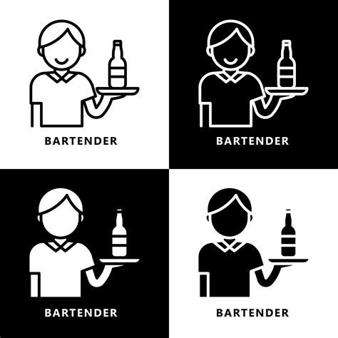 Man Bartender Icon Cartoon Male Barkeeper Preparation Drink Vector Logo 12190530 Vector Art At