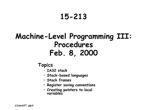 PPT Machine Level Programming III Procedures Feb 8 2000 PowerPoint