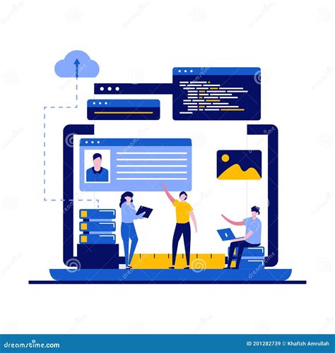 Programming And Web Design Concept With Character Developer Team Coding Computer Software