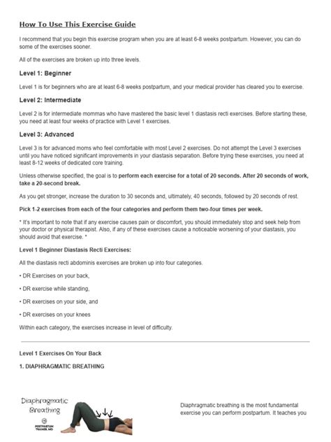 diastasis recti exercises level 1 pdf abdomen pelvis