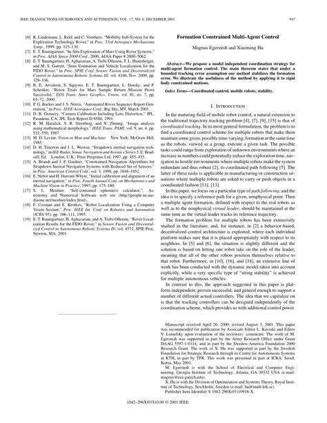 Pdf Formation Constrained Multi Agent Control