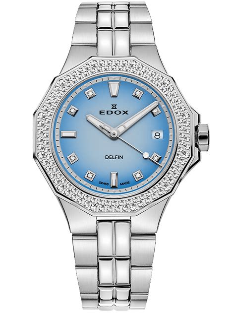 Edox 53020 3d120m Bucnd Delfin Diamond Diver Ladies Watch 38mm 20atm