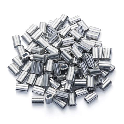 200pcs 116 인치 케이블 페럴 세트 와이어 로프에 대 한 알루미늄 합금 Crimping 루프 슬리브케이블 클립