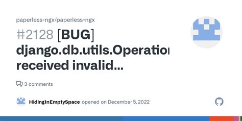 Bug Djangodbutilsoperationalerror Received Invalid Response To