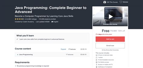 Free Java Programming Course 100 Free Certification Course