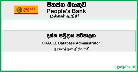 Oracle Database Administrator Peoples Bank Job Vacancies 2024 Govjobslk