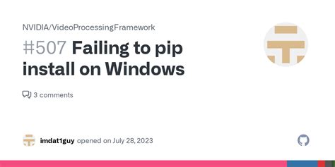 Failing To Pip Install On Windows · Issue 507 · Nvidia