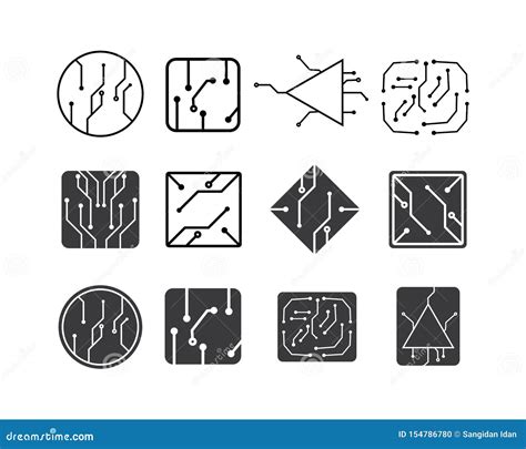 Circuit Board Line Cpu Chip Icon Logo Illustration Vector Stock Vector Illustration Of
