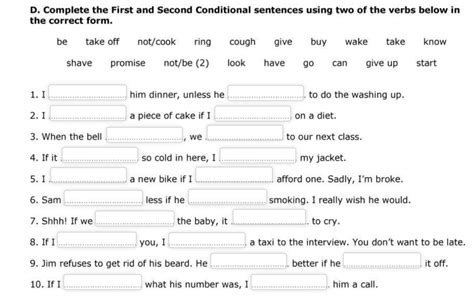 D Complete The First And Second Conditional StudyX