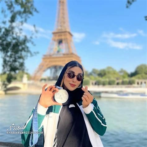 عکس ژست خاص ناهید کیانی زیر برج ایفل با مدال المپیک خبرورزشی