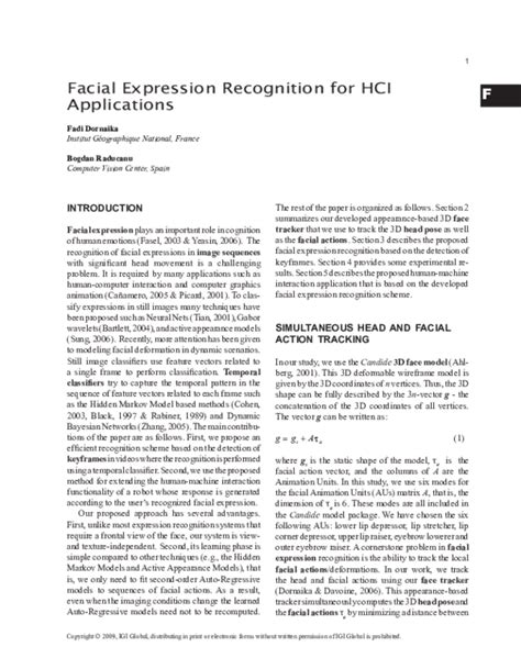 Pdf Facial Expression Recognition For Hci Applications