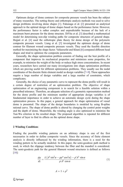 Dome Shape Optimization Of Composite Pressure Vessels Pdf