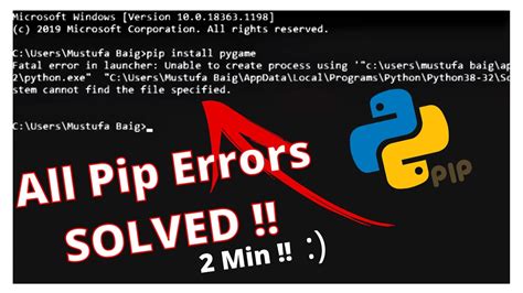 𝗘𝗩𝗘𝗥𝗬 pip error 𝗦𝗢𝗟𝗩𝗘𝗗 3 different methods in 2 minutes youtube