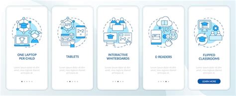 Premium Vector Ict Educational Applications Blue Onboarding Mobile