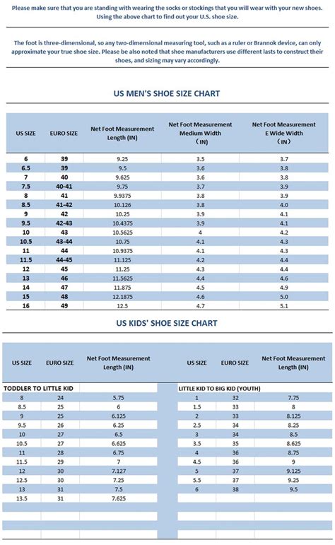 Ee Shoe Width Chart Ee Shoe Width Chart