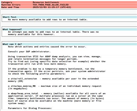 No More Memory Available To Extend Internal Table SAP Community