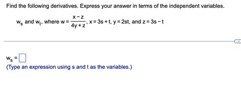 solved find the following derivatives express your answer