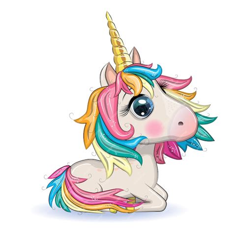 T 셔츠에 대한 귀여운 마법의 유니콘 인쇄 어린이를위한 낭만적 인 손 그림 그리기 프리미엄 벡터