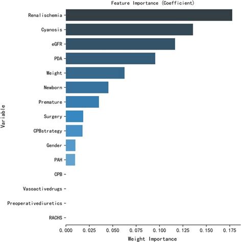 Coefficients Of Weight Importance By Lasso Regression The Order Of