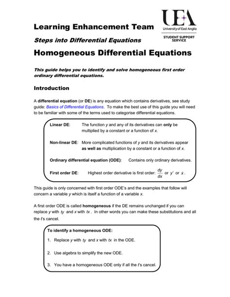 Homogeneous Differential Equations
