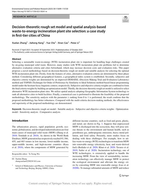 Decision Theoretic Rough Set Model And Spatial Analysis Based Waste To Energy Incineration Plant