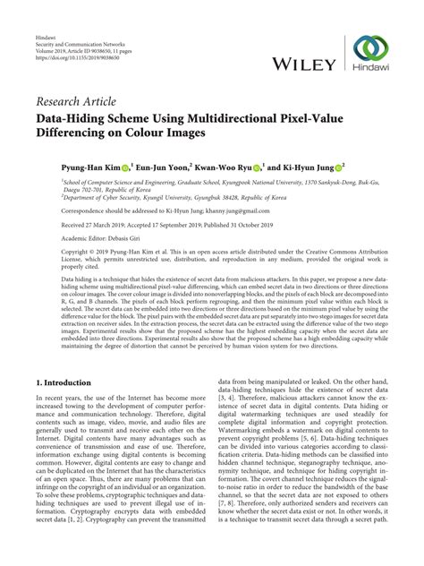 Pdf Data Hiding Scheme Using Multidirectional Pixel Value