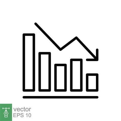 graph down reduce progress line icon simple outline style efficiency