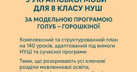 Календарно тематичне планування з української мови 8 клас Голуб Горошкіна НУШ КТП