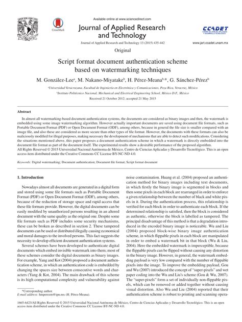 Pdf Script Format Document Authentication Scheme Based On