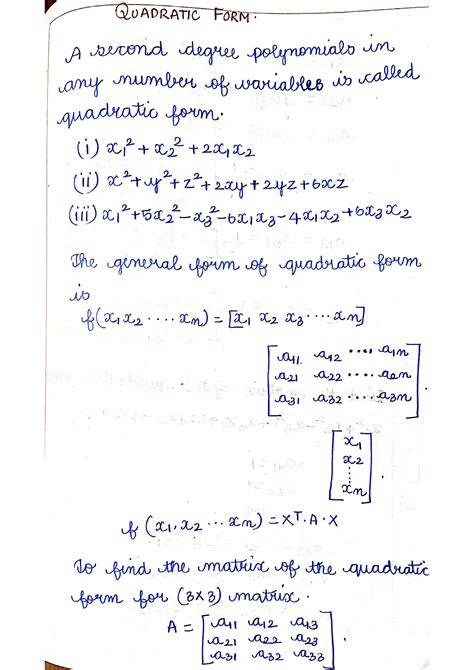 SOLUTION Matrices Quadratic Form Matrix Studypool