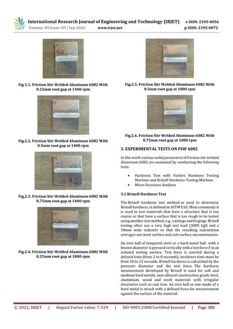 Experimental Analysis Of Weld Parameters For Friction Stir Welding Of