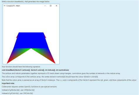 Solved Write A Function Draw Mesh That Generates The Chegg