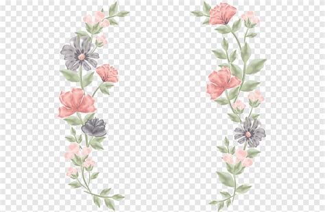 분홍색과 녹색 꽃 청첩장 꽃 꽃다발 인사말 및 메모 카드 웨딩 수채화 그림 꽃 배열 Png Pngegg