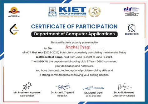 Anchal Tyagi On Linkedin Kiet Leetcodebootcamp Coding