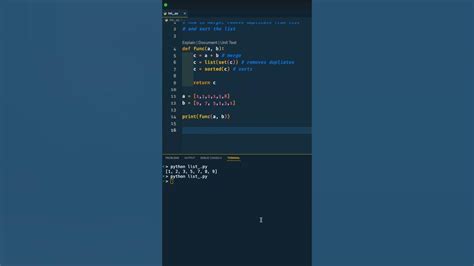 Python Trick Python Onliner To Merge Sort And Remove Duplicates Python Pythontricks Youtube