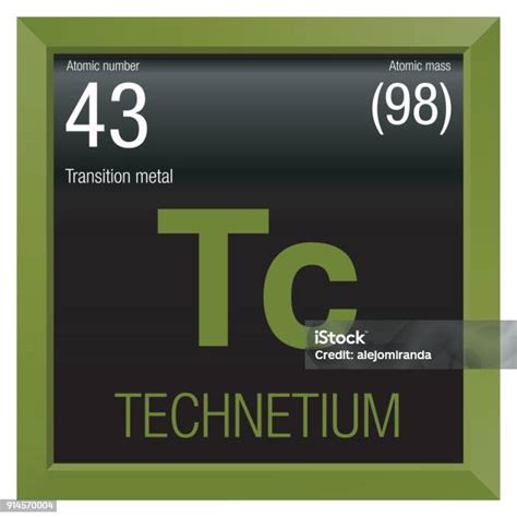 테크네튬 기호입니다 요소 번호 43 주기율표의 요소화학검은 배경과 녹색 사각형 프레임 0명에 대한 스톡 벡터 아트 및 기타 이미지 0명 건강관리와 의술 건축물