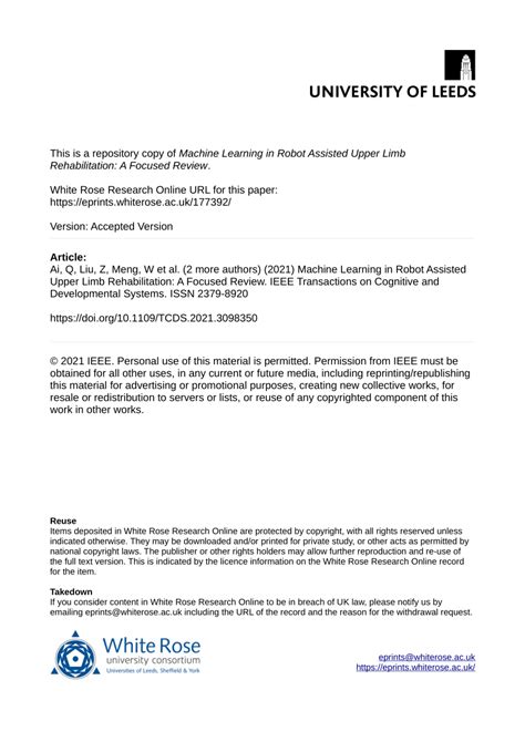 Pdf Machine Learning In Robot Assisted Upper Limb Rehabilitation A Focused Review