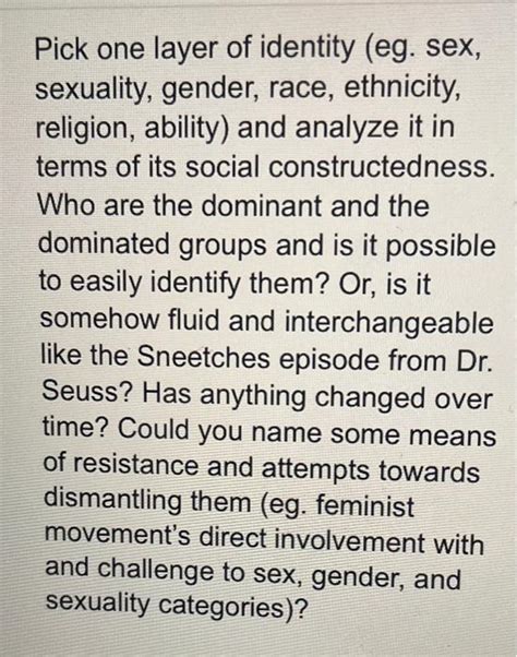 Pick One Layer Of Identity Eg Sex Sexuality