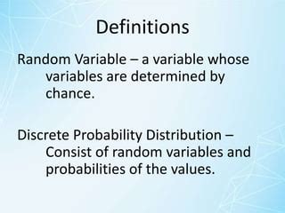 Discrete Random Variable Probability Distribution PPTX